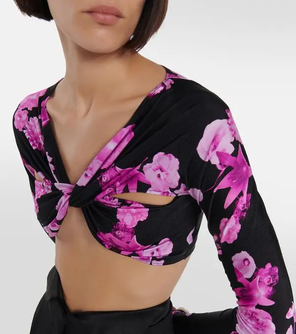 Coperni Floral Cropped Jersey Top