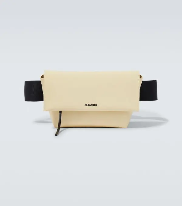 JIL SANDER Leather-trimmed Canvas Belt Bag - White