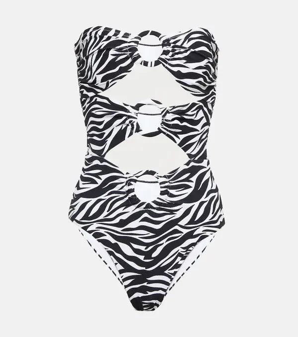 ALEXANDRA MIRO Anya Zebra-print Swimsuit - Black
