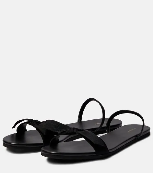 THE ROW Bow Leather Slingback Sandals - Black | Editorialist