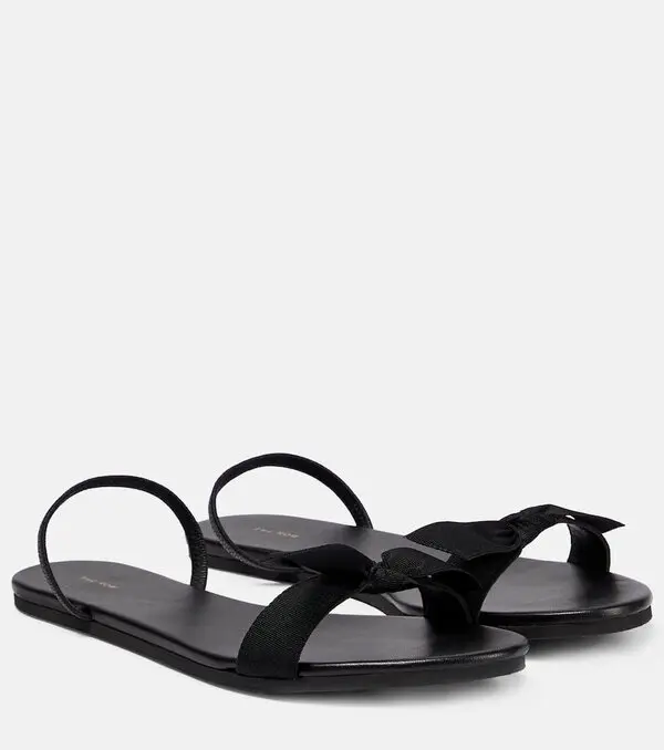 THE ROW Bow Leather Slingback Sandals