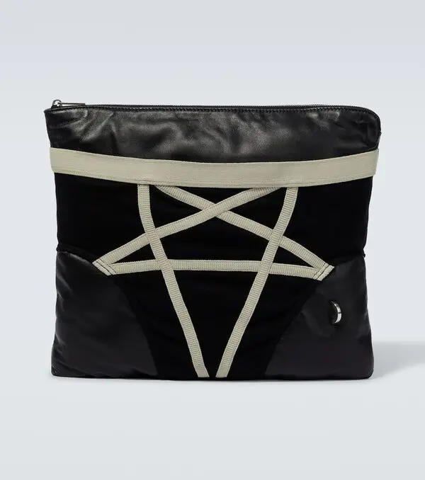 Rick Owens Pentabrief Leather Pouch - Black
