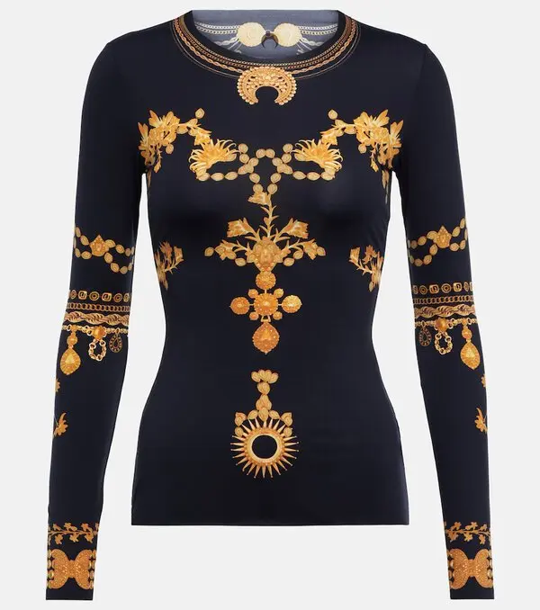 MARINE SERRE Printed Jersey Top - Multicoloured