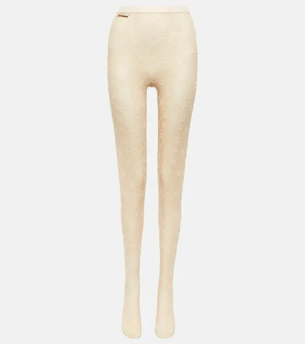 MARINE SERRE Moonogram Flocked Mesh Tights