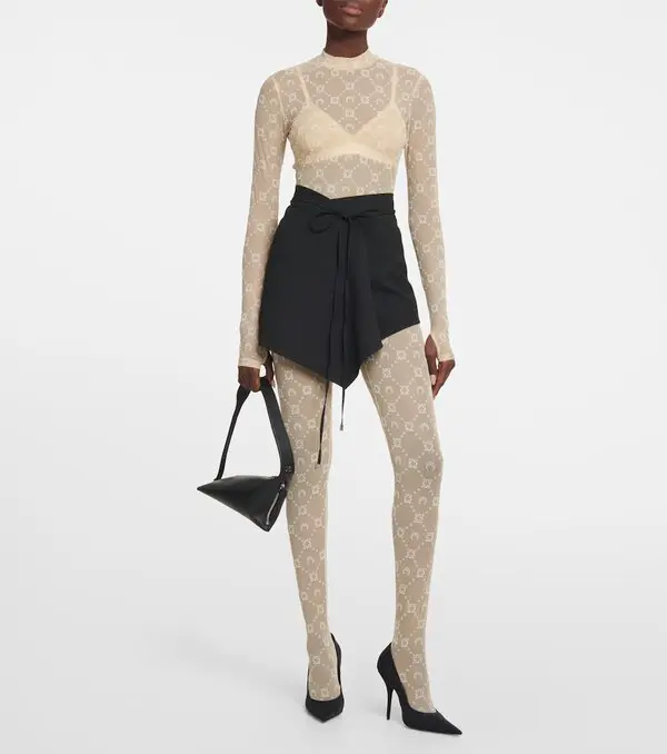 MARINE SERRE Moonogram Flocked Mesh Tights