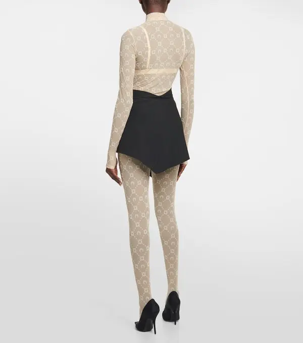 MARINE SERRE Moonogram Flocked Mesh Tights