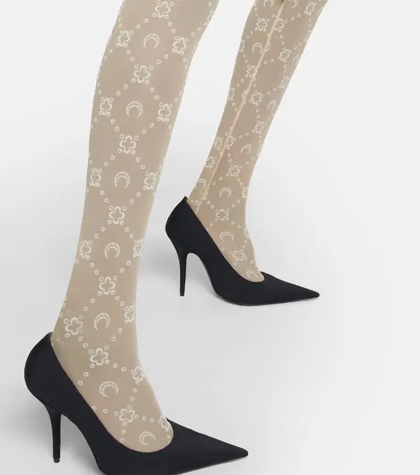 MARINE SERRE Moonogram Flocked Mesh Tights