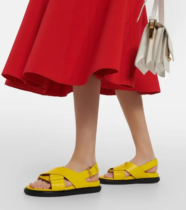 Marni Fussbett Leather Sandals - Yellow