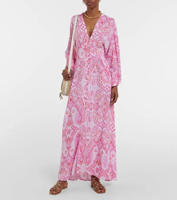 melissa odabash pink dress Melissa Odabash Mariah Tie-neck Maxi Dress
