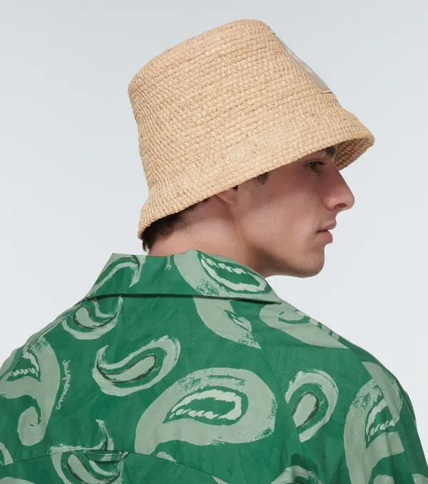 Jacquemus Le Bob Ficiu Raffia Bucket Hat - Beige