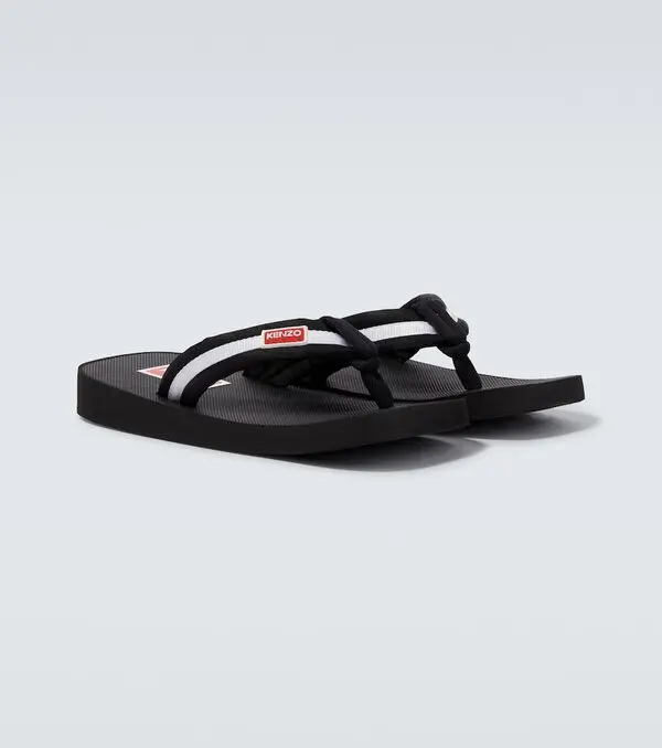 Kenzo Logo Striped Thong Sandals