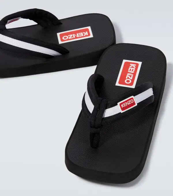 Kenzo Logo Striped Thong Sandals