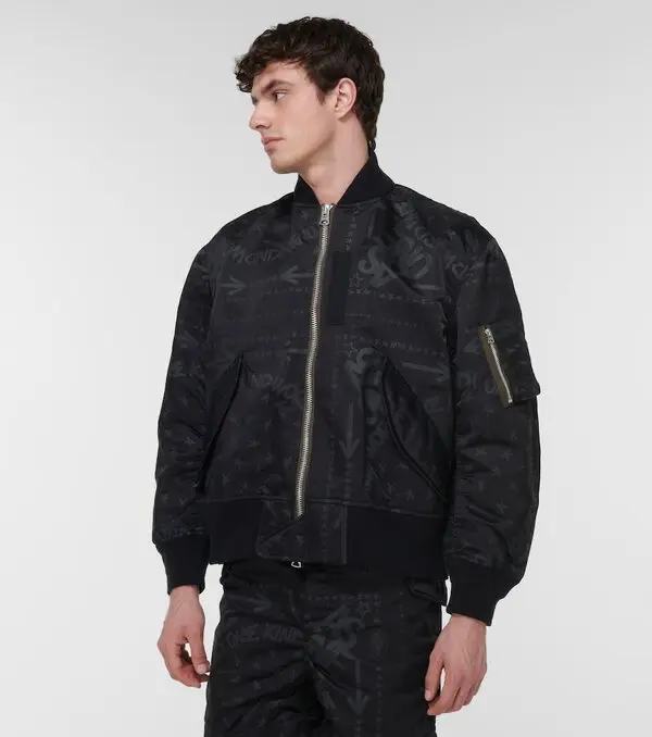 Sacai X Eric Haze Printed Bomber Jacket In Black - 30% Off