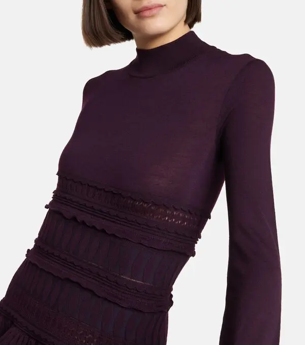 Alaïa Ruffle Virgin Wool Minidress - Grey