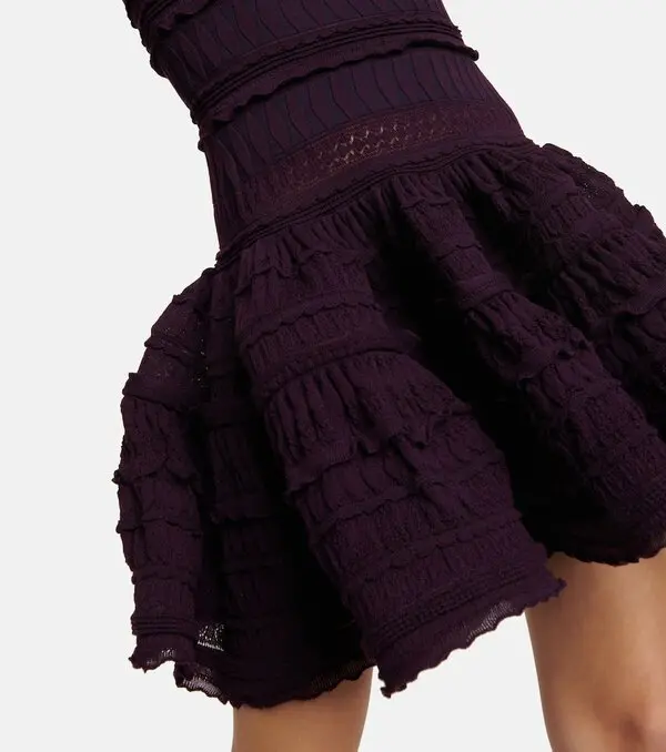 Alaïa Ruffle Virgin Wool Minidress - Grey