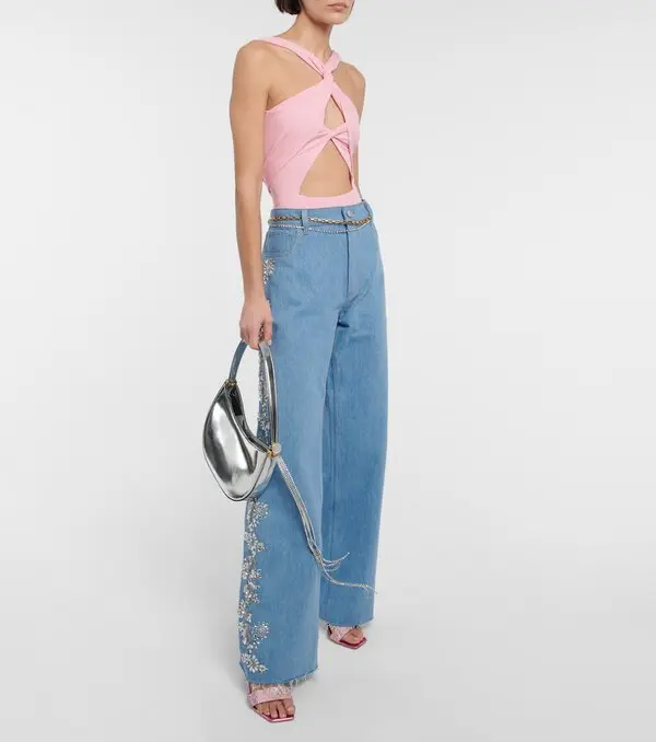 Magda Butrym Embroidered Wide-leg Jeans