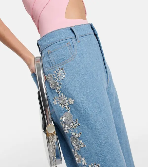 Magda Butrym Embroidered Wide-leg Jeans