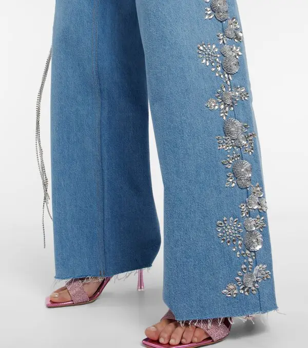 Magda Butrym Embroidered Wide-leg Jeans