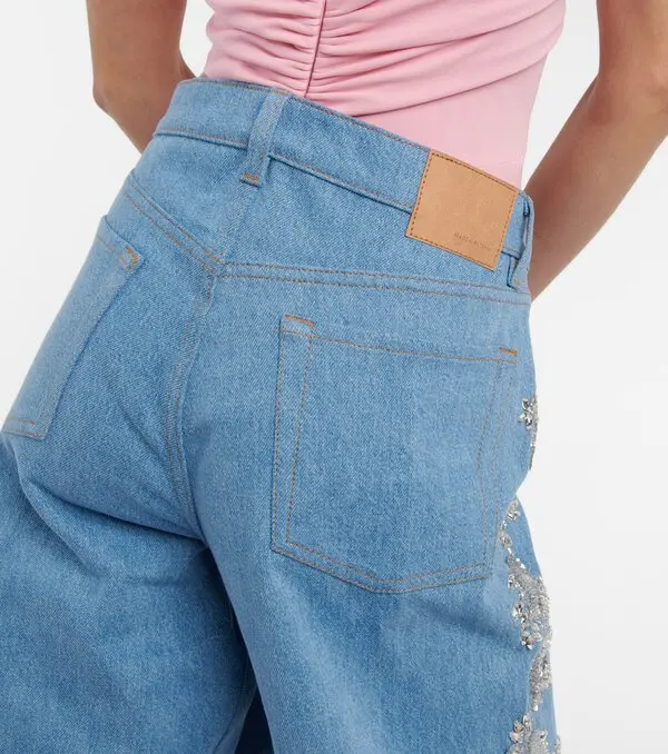 Magda Butrym Embroidered Wide-leg Jeans