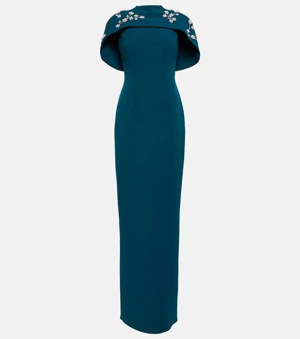 Safiyaa Embellished Crêpe Gown - Blue