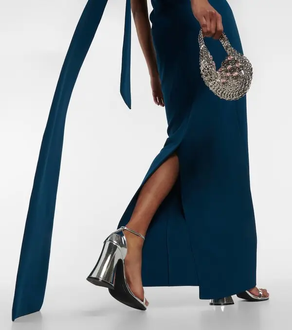 Safiyaa Embellished Crêpe Gown - Blue