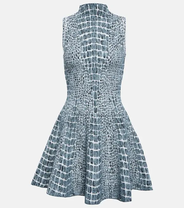 Alaïa Jacquard Mini Dress - Blue