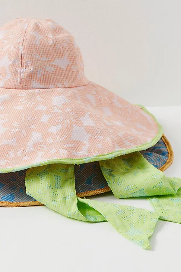 Free People Sun Hat New blue floral Summer Of Love Straw Bucket Hat | Free People main image 3