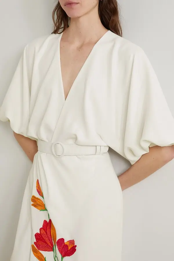 Costarellos Zinnia Wrap-effect Embroidered Crepe Maxi Dress