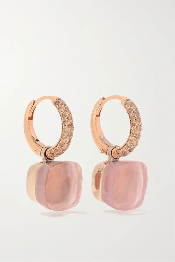 Pomellato Nudo 18-karat Rose And White Multi-stone Drop Earrings - Gold
