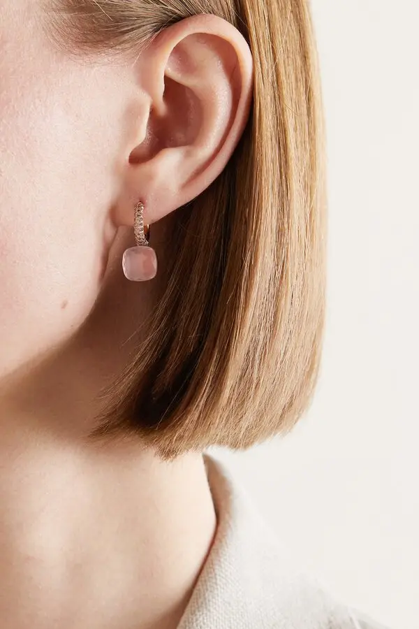 Pomellato Nudo 18-karat Rose And White Multi-stone Drop Earrings - Gold
