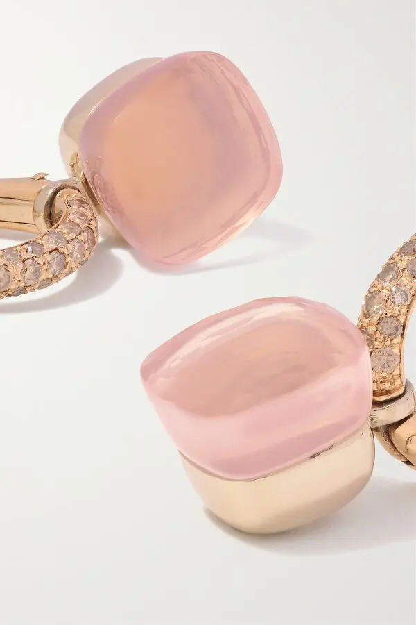 Pomellato Nudo 18-karat Rose And White Multi-stone Drop Earrings - Gold