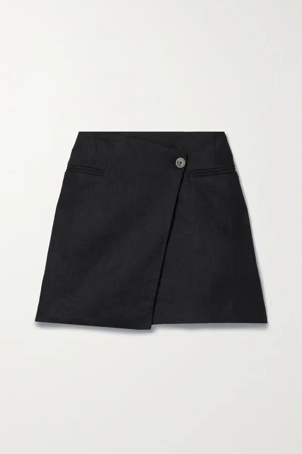 ANINE BING Natalia Linen Mini Wrap Skirt