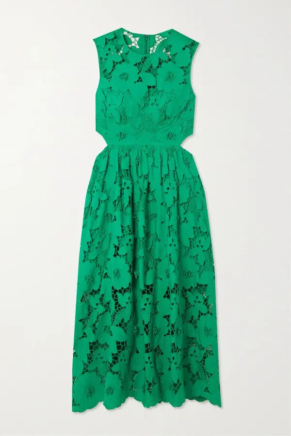 chinese dress ladies JESSICA GUIPURE LACE AND SILK GOWN IN GREEN | CULT MIA main image 0