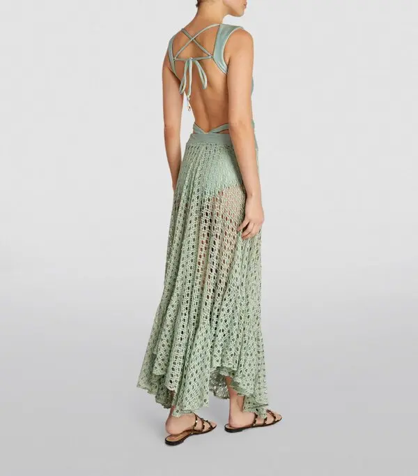 monstera sleeveless beach dress Green Monstera Leaf Sleeveless Maxi Dress – Hemline Mobile main image 0