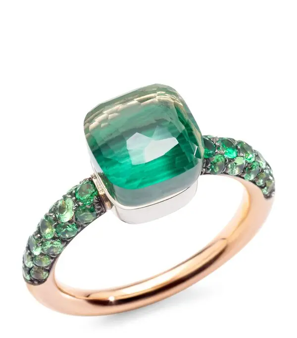Pomellato Mixed Gold, Prasiolite, Malachite And Tsavorite Nudo Petit Ring - Green