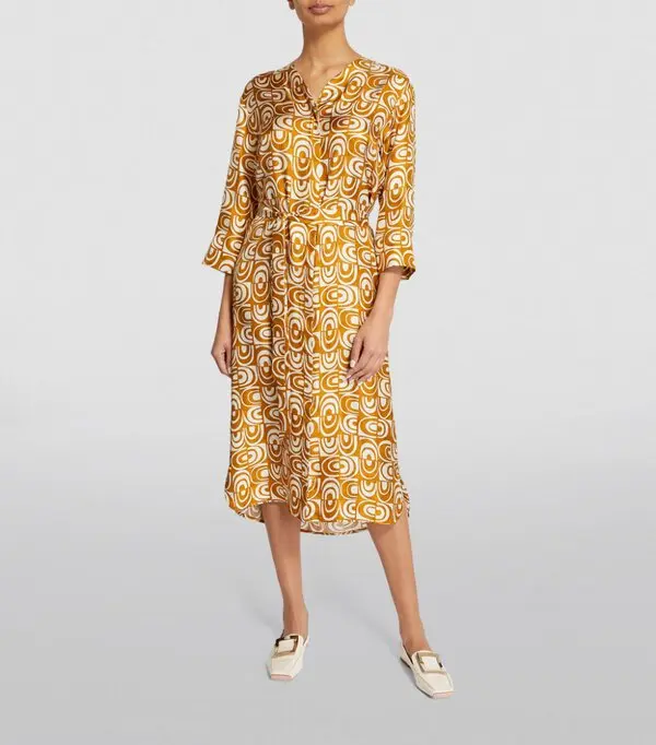 Max Mara Silk Patterned Midi Dress - Brown