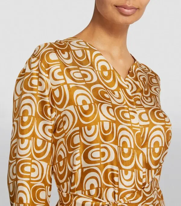 Max Mara Silk Patterned Midi Dress - Brown