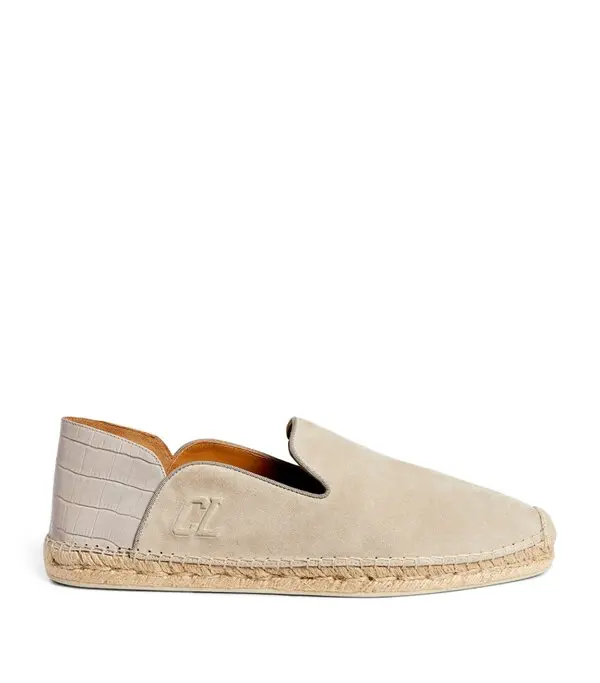 Christian Louboutin Varsi Espadon Suede Loafers - Grey 