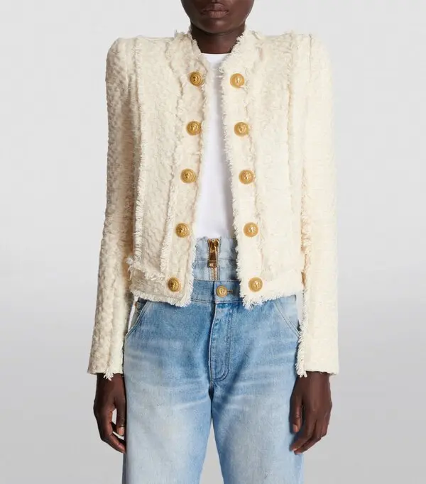 Balmain Tweed Fringed Jacket