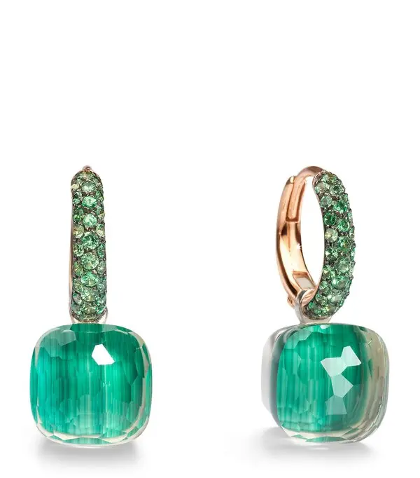 Pomellato Mixed Gold, Prasiolite, Malachite And Tsavorite Nudo Earrings - Green
