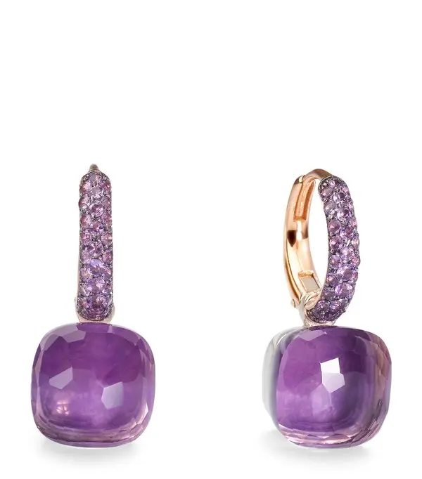 Pomellato Mixed Gold, Amethyst And Giada Nudo Earrings - Purple