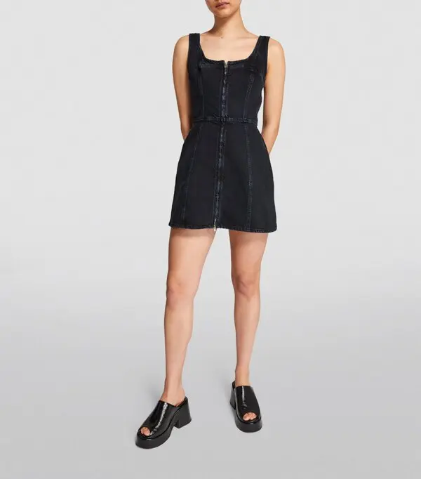 frame denim bustier dress Denim Bustier Dress - Black