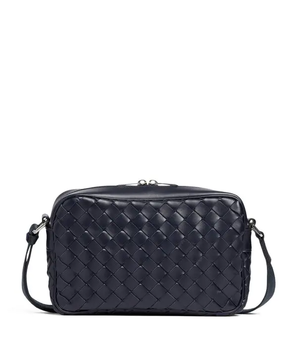 Bottega Veneta Small Intrecciato Leather Camera Bag - Grey