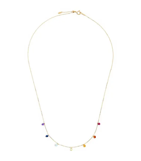 PERSEE Yellow And Multicoloured Gemstone Seven Chakra Necklace - Gold