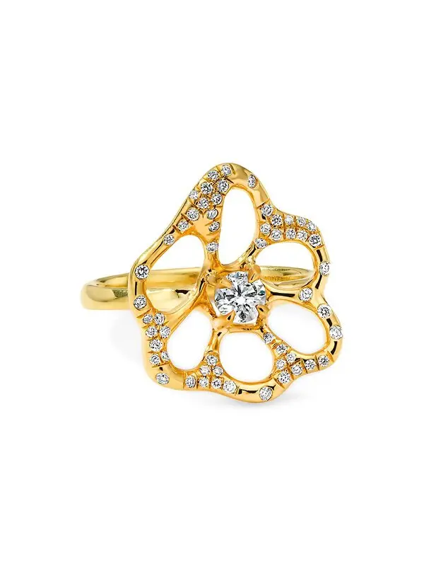 Ippolita Stardust 18k & 0.24 Tcw Diamond Medium Flower Ring