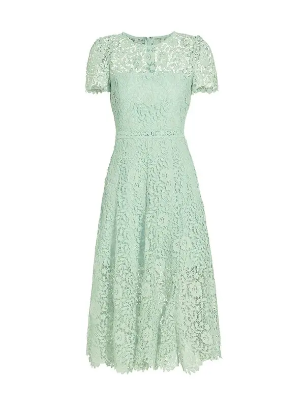 Self-Portrait Rose Lace Short-Sleeve Midi-Dress In Blue - 69% Off |  Editorialist
