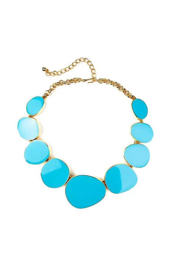 KENNETH JAY LANE Turquoise Enamel Necklace - Gold