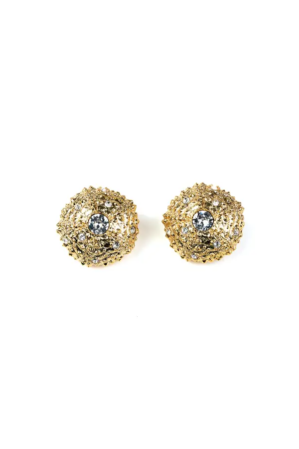 KENNETH JAY LANE Crystal Sea Urchin Clip-on Earrings - Gold