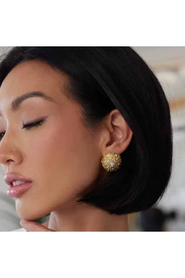 KENNETH JAY LANE Crystal Sea Urchin Clip-on Earrings
