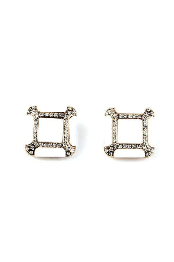 KENNETH JAY LANE Square Clip On Earrings - White